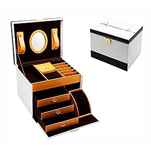 TOEWOE Jewelry Box, Jewelry Organizer, Lockable Jewelry Storage Case, Travel Jewelry Case, Jewelry Box Organizer for Girls Women, (Color : White)