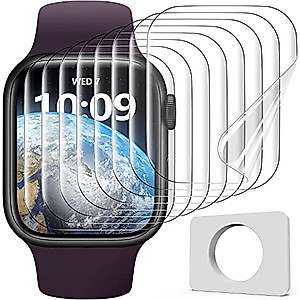 Uyiton 8Pack for Apple Watch Series 8/7 Screen Protector 45mm, Military-Grade Replacement TPU Film [Not Glass] iWatch Protector Anti Scratch Fingerprint Bubble Free High Touch Screen Protection Clear