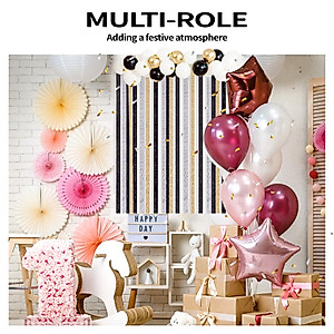 Crepe Paper Streamers 6 Rolls 492ft, Pack of 2 Gold, 2 Silver, 2 Black - Streamers Party Decorations Streamers (1.8 Inch x 82 Ft/Roll),for Party Decorations Birthday Decorations, Wedding Decorations