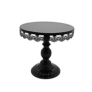 3PCS/Set Baking Paint Cake Stand Round Pedestal Dessert Holder Cupcake Display Rack Birthday Wedding Party Decoration 8 Inch +10 Inch + 12 Inch (Black)