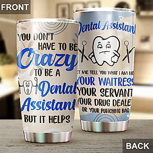MEDROC Dental Assistant Tumbler Gifts - Stainless Steel 20oz, Funny Dental Assistant Accessories For Birthday Christmas, Dental Assistants Appreciation Week Gifts For Women Men Coffee Cups (TBDA04)