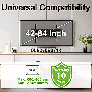 Full Motion TV Mount, USX MOUNT TV Wall Mount for Most 37-75 inch TVs, Holds up to 132lbs, Max VESA 600x400mm, Swivel TV Mount Bracket with Dual Articulating Arms Tilt Rotation Fits 16" Wood Stud