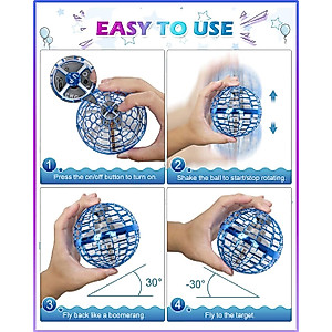 ATHLERIA UFO Flying Orb Ball with Lights,Galaxy Ball 2024,Mini Drone Toys for Age 6-8-13,Hover Boomerang Cosmic Globe Spinning,Cool Stuff Christmas Birthday Gifts for 6 7 8 9 10+ Year Boy Girl Teens