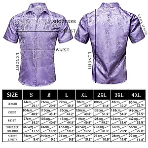 Men's Silk Shirt Paisley Floral Jacquard Short Sleeve Button Down Dress Shirts Formal Casual Wedding Party Deep Green