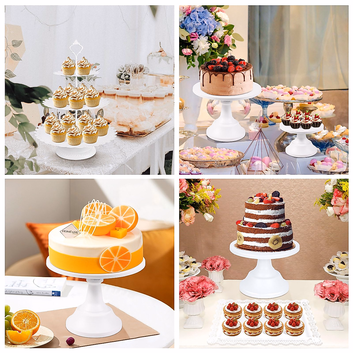 tchrules Cake Stands Set,Metal Dessert Table Display Stands, Tiered Cupcake Holder with Dessert Trays, Round Cake Stand Serving Plate for Party Wedding Birthday Celebration (White)