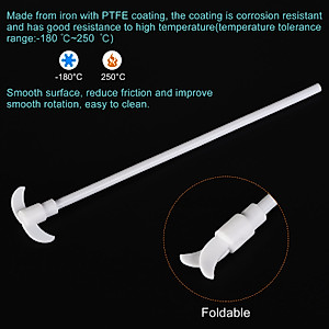 MECCANIXITY PTFE Electric Stirring Rod 250x47mm Overhead Stirrer Mixer Shaft with Foldable Paddle for Lab