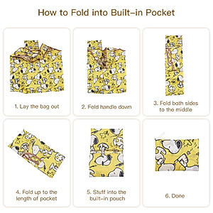 FINEX 3 Pcs Set Yellow Snoopy Waterproof Foldable Washable Reusable Grocery Bags