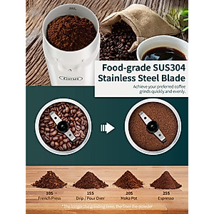 Gevi One-Touch Button Electric Coffee Grinder Coffee Bean Grinder for Coffee Espresso Latte Mochas, Noiseless Operation Coffee Serving Sets