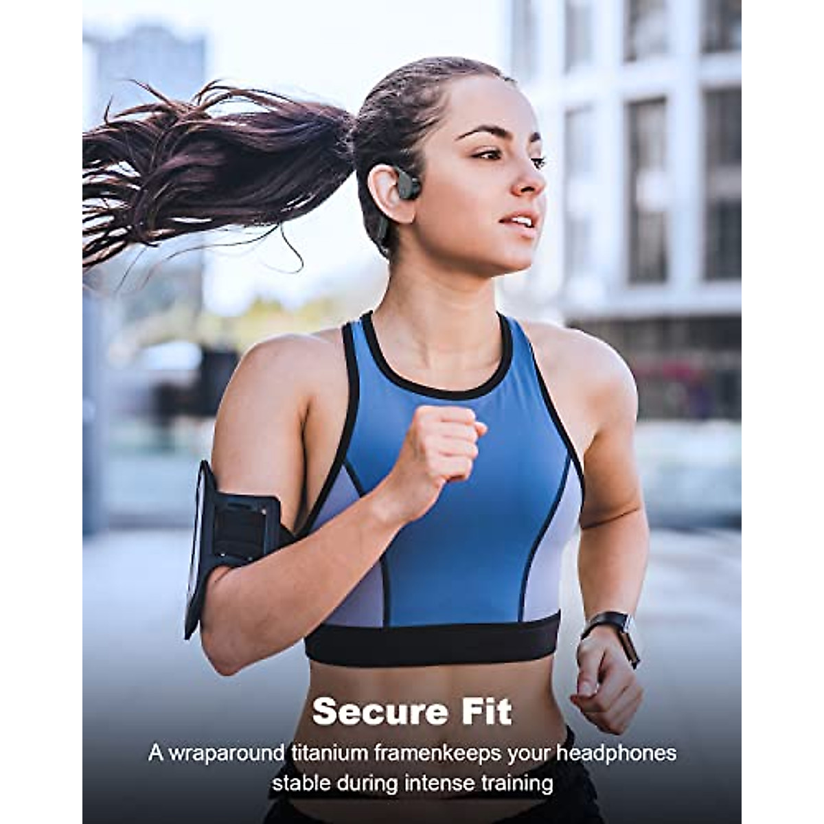 VIDONN Air Conduction Headphones Bluetooth 5.0 with Built-in Mic, Headphones Wireless Bluetooth, Sweatproof Headset for Running Hiking Driving Bicycling-Long Battery Life (Black)