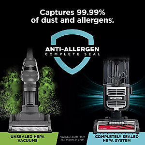 Shark UV730 Navigator Lift-Away Upright Vacuum, PowerFins HairPro Self-Cleaning Brushroll, HEPA Filter with Anti-Allergen Technology, LED Headlights, Swivel Steering, Gray (Renewed)