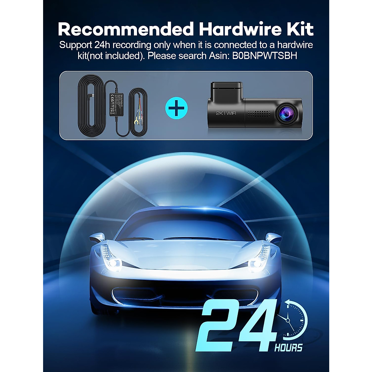 OMBAR Dash Cam 2K Built-in WiFi, Dash Camera for Cars with 0.96" LCD Display, Car Camera with 64G SD Card, Night Vision, Loop Recording, G-Sensor, 24 Hours Parking Monitor, APP, 150°Wide Angle