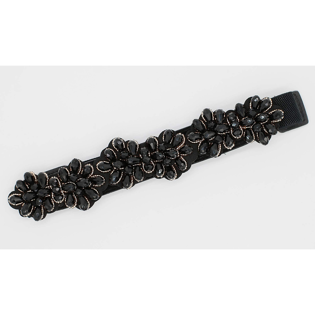 AMI VEIL Women's Floral Beaded Crystal Stone Belts Elastic Waistband