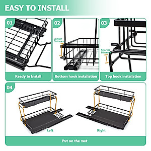 NADAMOO Under Sink Organizers and Storage 1 Pack, 2 Tier Pull-Out Cabinet Organizer, Sliding Shelf for Kitchen Bathroom Laundry Organization