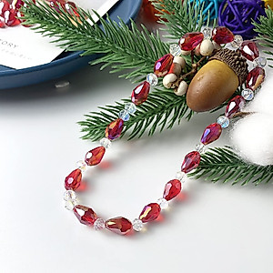 Honkoolly 60pcs Teardrop Crystal Glass Beads 8x12mm Vertical Hole Faceted Glass Teardrop Spacer Beads for Bracelets Necklace Earring DIY Jewelry Making Craft(Mix Colors Series)