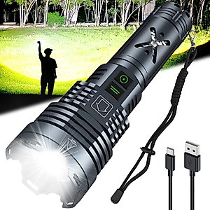 Gehavin Rechargeable LED Flashlights 1500000 High Lumens,XHP160.5 High Powered Flashlight Super Bright,Handheld Flashlight with Zoomable, 6 Modes,Waterproof for Emergencies and Camping,Dimgray