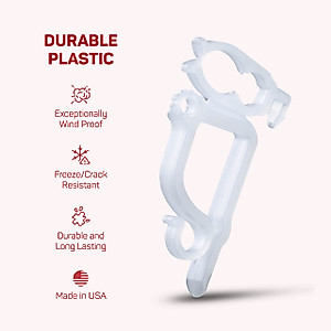 All-Purpose Holiday Light Clips [Set of 200] Christmas Light Clips, Outdoor Light Clips - Mount to Shingles & gutters - Works with Mini, C6, C7, C9, Rope, Icicle Lights - No Tools Required - USA Made