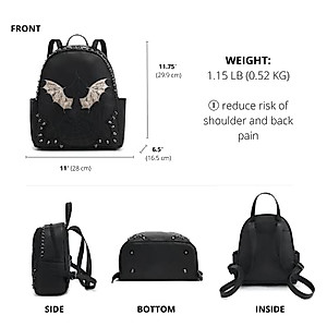 Scarleton Casual Backpack Purse for Women, Punk Skull Backpack, Faux Leather Gothic Shoulder Bag, Rivet Crossbody Bag, H209301A - Black