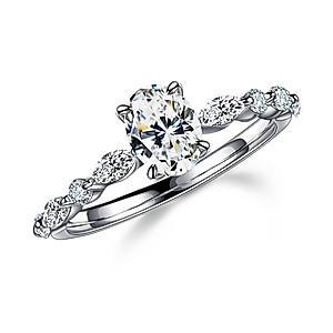 MOOSEA Moissanite Engagement Rings for Women, 1.5ct Oval Cut D Color VVS1 Clarity Lab Created Diamond Wedding Rings 14K White Gold Vermeil Solid Moissanite Solitaire Ring for Women Gifts