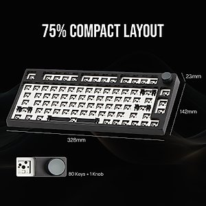 EPOMAKER TH80 Pro Wireless Barebones Keyboard Kit, 75% Hot Swap Mechanical Keyboard Kit, Bluetooth 5.0/2.4GHz/Wired RGB Gaming Keyboard, South-Facing LEDs for Win/Mac/PS5/PS4/Xbox (Black)