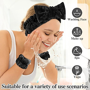WSICSE Spa Headband for Face Washing, Skincare Headbands and Wrist Washband Set Soft Makeup Headband for Skin Care, Makeup Removal Face Wash Headband for Teen Girl Gifts