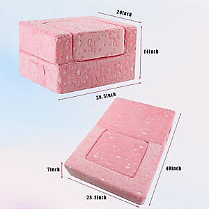 MeMoreCool Toddler Chair Glow in Dark Unicorn Kids Couch, Fold Out Modular Chair for Boy Girl, Pink Baby Sofa for Bedroom Lounge