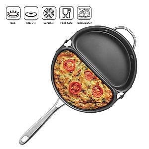 TECHEF - Frittata and Omelette Pan, Double Sided Folding Egg Pan, Made in Korea (PFOA Free) (Black)