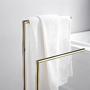 FCMLD Bathroom Floor Towel Rack Hotel Rack Stone Towel Rack Floor Bathtub Brass Towel Rack