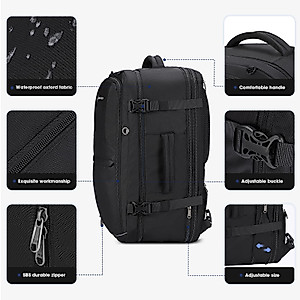 Maelstrom 40-50L Carry on Backpack,Travel Backpack for Men Women,17.3 Inch TSA Flight Approved Laptop Backpack with Hidden Shoe Bag, Expandable Large Computer Business Suitcase Backpacks-Black