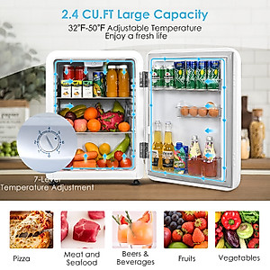COSTWAY Compact Refrigerator, 2.4 cu ft. Single Door Small Fridge with Auto Defrost, Adjustable Temperature 32℉ to 50℉, Reversible Door, Removable Glass Shelves, Mini Fridge for Bedroom, Apartment, White