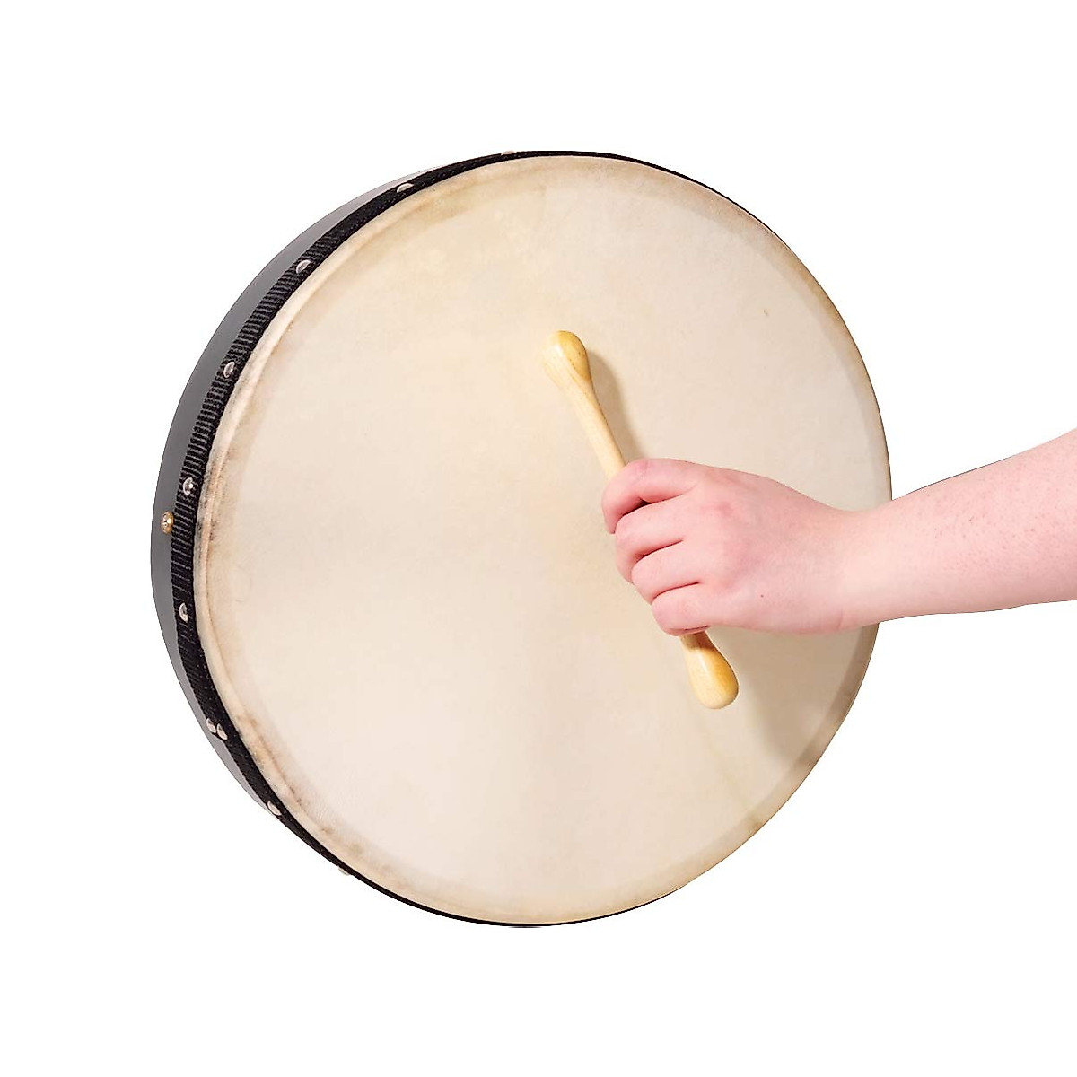 Professional 16” Diameter ‘Donard’ Bodhran in Plain Design with Tipper Beater Included - 3.5” Deep with Dark Green Finish