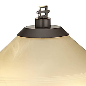 Franklin Iron Works Metro Planes 'n' Posts Rustic Farmhouse Accent Table Lamp 23 1/2" High with Dimmer Bronze Metal Alabaster Art Glass Shade for Bedroom Living Room House Home Bedside Nightstand