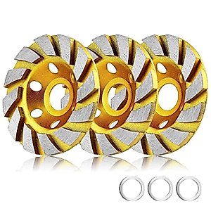 3pc-4 Inch Concrete Stone Ceramic Turbo Diamond Grinding Cup Wheel,12 Segs Heavy Duty Angle Grinder Wheels for Angle Grinder (3pcs)