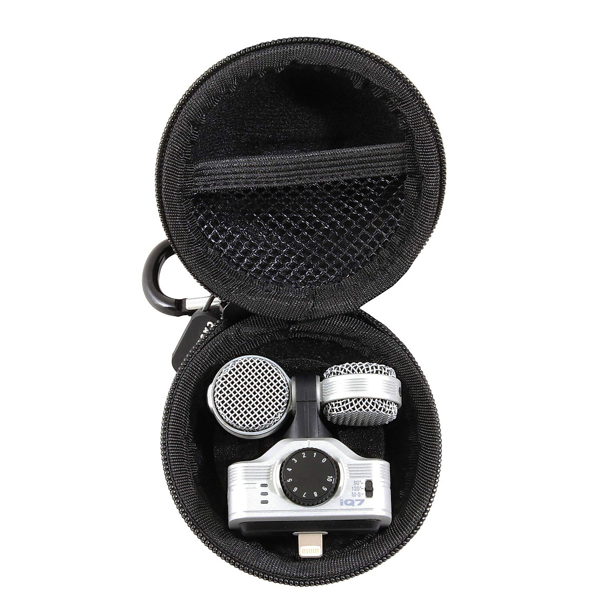 CASEMATIX Clip-on Phone Microphones Travel Case Compatible with Zoom iQ7, iQ6, Mounted Zoom XYH5 Stereo Microphone Capsule and More, Case Only