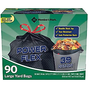 Member's Mark 39 gal. Power-Guard yd Drawstring Trash Bags (90 ct.) (90 Count (Pack of 2))