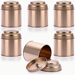 JUXYES Pack of 6 Tea Tins Canister with Airtight Double Lids, 8 fl oz Loose Leaf Tea Storage Airtight Kitchen Canisters Tins Can Box for Storage Loose Tea Coffee Herbs and Spices