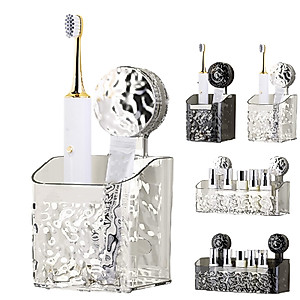 Cenbini Fuxeti Suction Cup Shelf, Light Luxury Style Punch-Free Storage Rack, Androf Acrylic Transparent Shower Storage (Transparent Color, Small:98 * 98 * 108mm/3.86 * 3.86 * 4.25in)