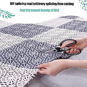 10Pcs Interlocking Floor Mat, 11.8In Rubber Floor Tiles Soft PVC Non-Slip Tile Drainage Modular Floor Mat Pool Patio Floor for Drain Pool Kitchen Deck Patio Boat Snowflake Shape (B)