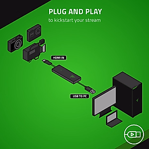 Razer Ripsaw X USB Capture Card w/Camera Connection: 4K 30FPS - OBS & Streamlabs Compatible - for Streaming, Gaming, Video Conference, Zoom, Teams - HDMI 2.0 & USB 3.0 - Compact Design - Plug & Play