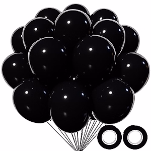 Black Balloons12 inch, Party black Ballons, black latex balloons for black party decor, 100 Pack Round Helium Balloons for Black Themed Birthday Balloons decorations Baby Shower -Black