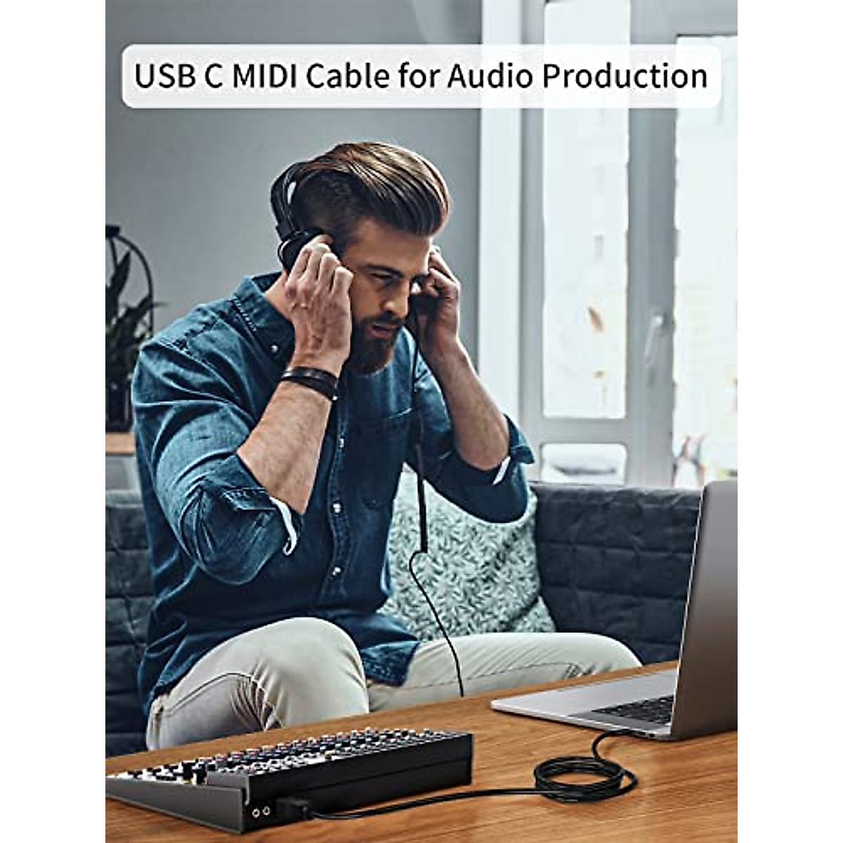 CableCreation USB B to USB C Printer Cable 6.6 FT, USB C to USB B Printer Cable for MacBook Pro, Air, USB C MIDI Cable for Yamaha Casio Digital Piano MIDI Controller DJ Controller, 2M Black