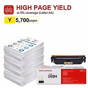 1 Pack 069H 5095C001 Yellow Toner Cartridge 069H 5095C001 Compatible 5095C001 Replacement for Canon imageCLASS LBP673Cdw LBP674Cx LBP674Cdw MF752Cdw MF753Cdw MF751Cdw MF756Cx Printer