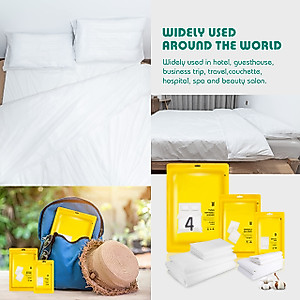 CLOVERCAT 8 PCS Disposable Bed Sheets Travel Sheets for Hotel, Disposable Bedding for Soft Breathable Bed Cover, Bed Sheet, Pillowcase, Towel Set for Trips, Hotels, Spa, Camping, Overnight Stay