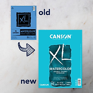 Canson XL Series Watercolor Textured Paper Pad for Paint, Pencil, Ink, Charcoal, Pastel, and Acrylic, Fold Over, 140 Pound, 9x12 Inch, , 30 Sheets