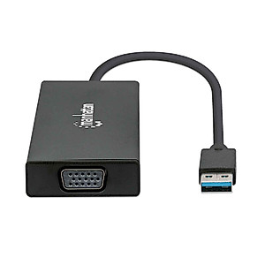 Manhattan USB-A Dock/Hub, Ports (x5): Ethernet, HDMI, USB-A (x2) and VGA, Micro-USB Power Input Port (Optional, only When add Power Needed. Not Required for Dual Monitor use. Cable not Included)