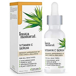 InstaNatural Vitamin C Serum, Vitamin C Serum for Face with Hyaluronic Acid and Ferulic Acid, Brightening Serum and Anti Aging Serum