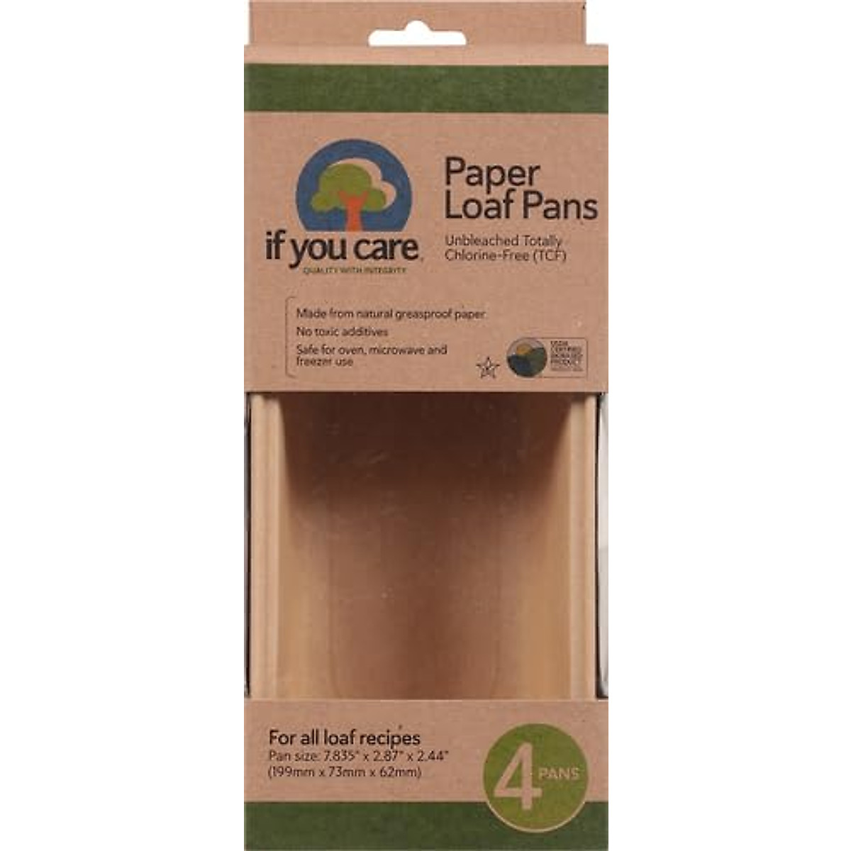 IF YOU CARE FSC Certified Paper Loaf Baking Pans, 4-count