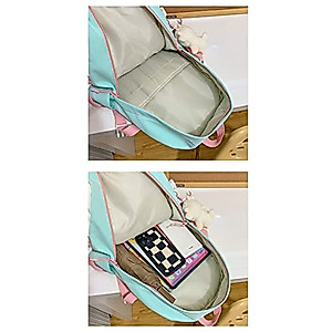 KOWVOWZ Lovely Kawaii Backpack for Teen Girls Back to School Aesthetic Student Bookbag withi Pin & Cute Accessories (Pink)