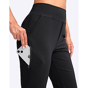 YYV Women's Golf Pants Stretch Work Ankle Pants High Waist Dress Pants with Pockets for Yoga Business Travel Casual(Black XX-Large)