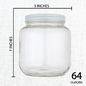 6 Pack-Half Gallon Glass Mason Jar Wide Mouth with Airtight Metal Lid -Fermenting Kombucha Kefir - Curing Pickling, Storing and Canning - BPA-Free Dishwasher Safe, Made in USA by kitchentoolz