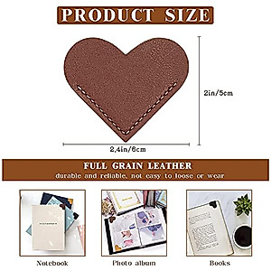 6 Pieces Leather Heart Bookmarks Cute Bookmarks Heart Page Corner Handmade Book Marks Leather Reading Accessories for Women Kids, and Cute Handmade Book Reading Gift for Book Lovers